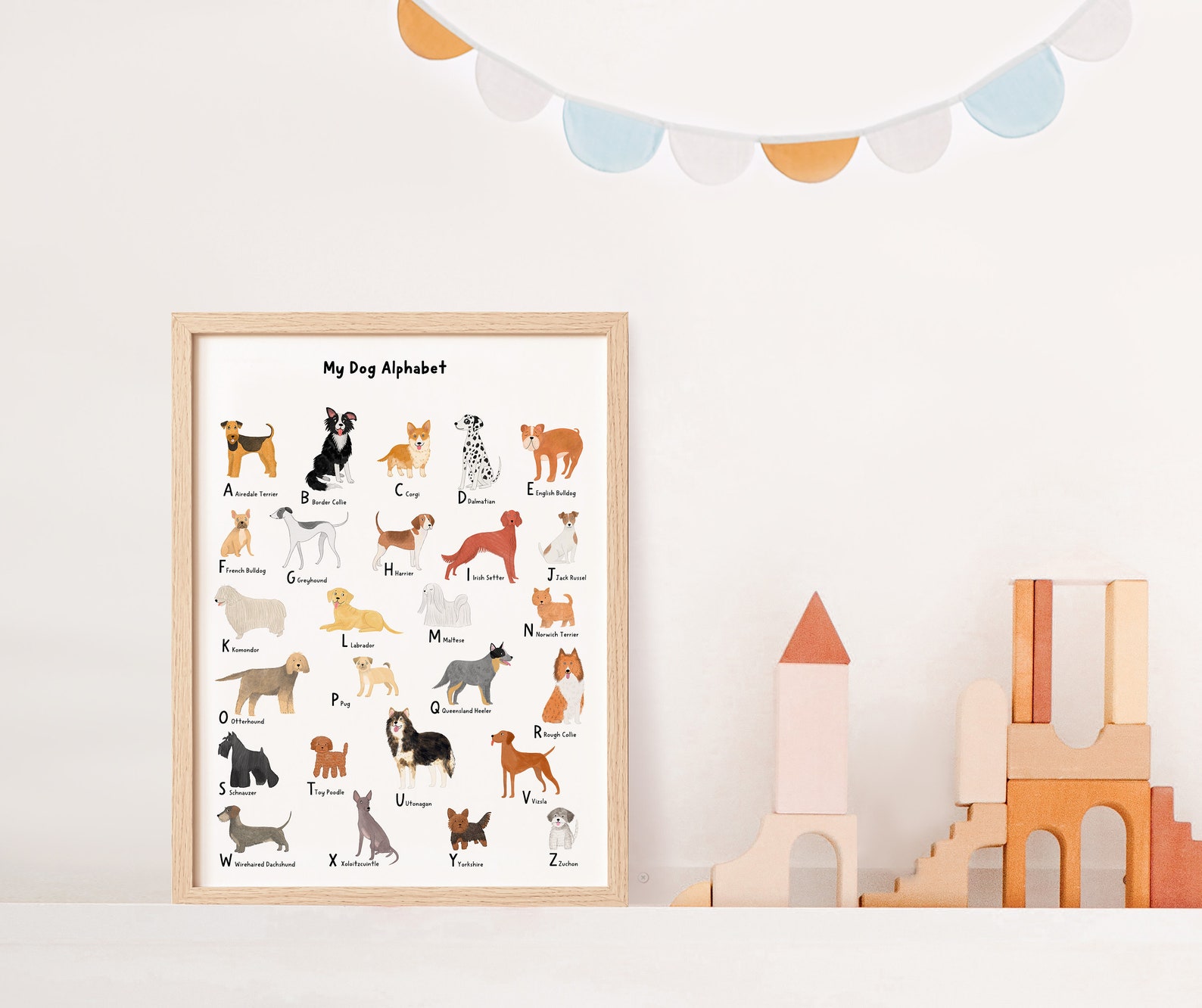 Dog Alphabet Poster, Dog Breeds Alphabet Print, Animal Abc Printable ...