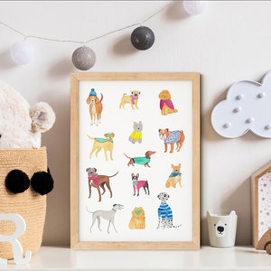 Watercolor Dogs Illustration Printable, Dog Poster, Dog Breeds Print ...