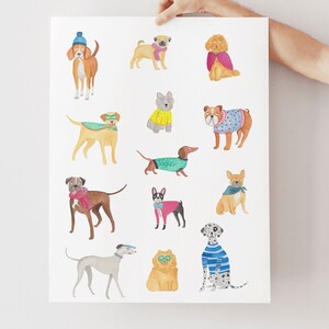 Watercolor Dogs Illustration Printable, Dog Poster, Dog Breeds Print ...