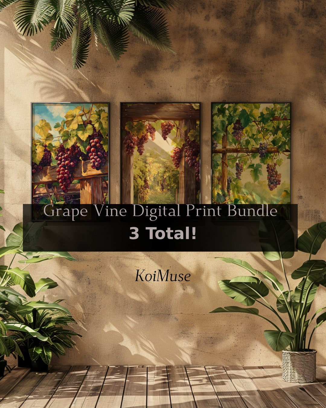 Grape Vine Digital Print Bundle | Digital Art | Grape Vine Painting - Etsy