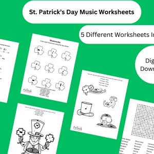 St. Patrick's Day Music Worksheets, Digital Download Printable, Private ...