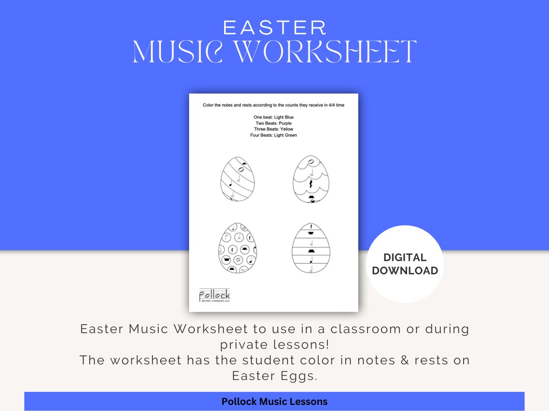 Easter Music Worksheet, Digital Download Printable, Music Lessons ...