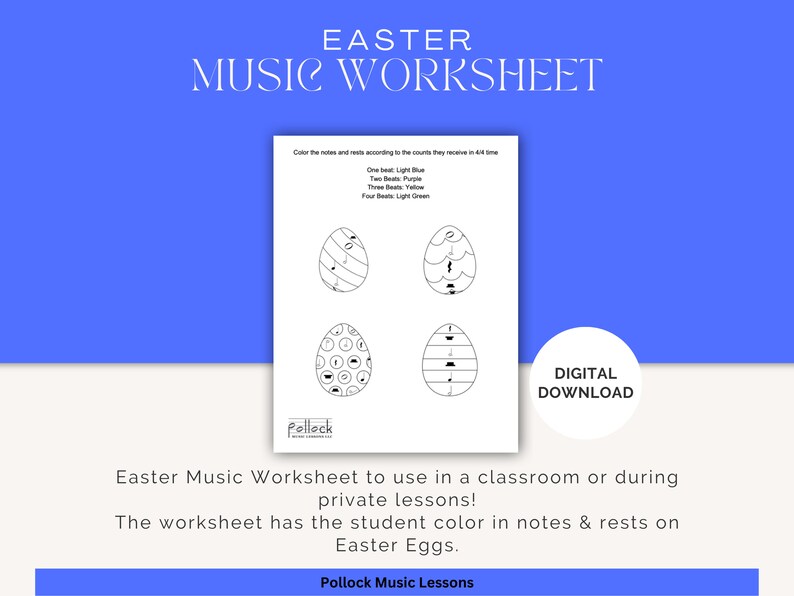Easter Music Worksheet, Digital Download Printable, Music Lessons ...