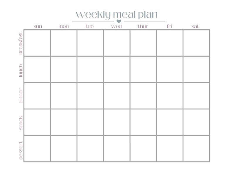 Weekly Meal Plan Templates - Etsy