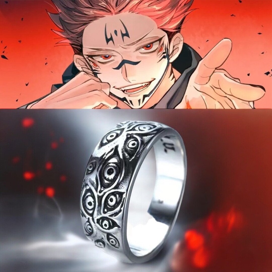 Anime Jujutsu Kaisen Ryomen Sukuna Ring Men's Infinity Eye Ring Rustic ...