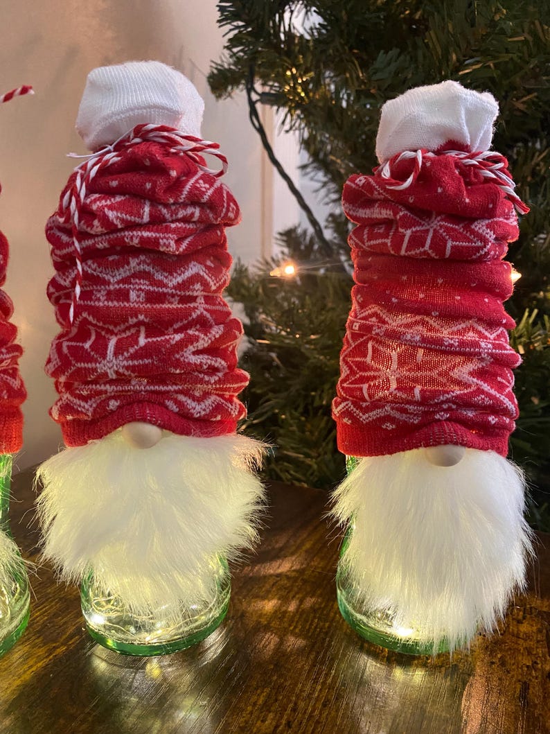 Upcycled Coke Bottle Gnomes - Lighted - Holiday Decor - Gift Idea - Etsy