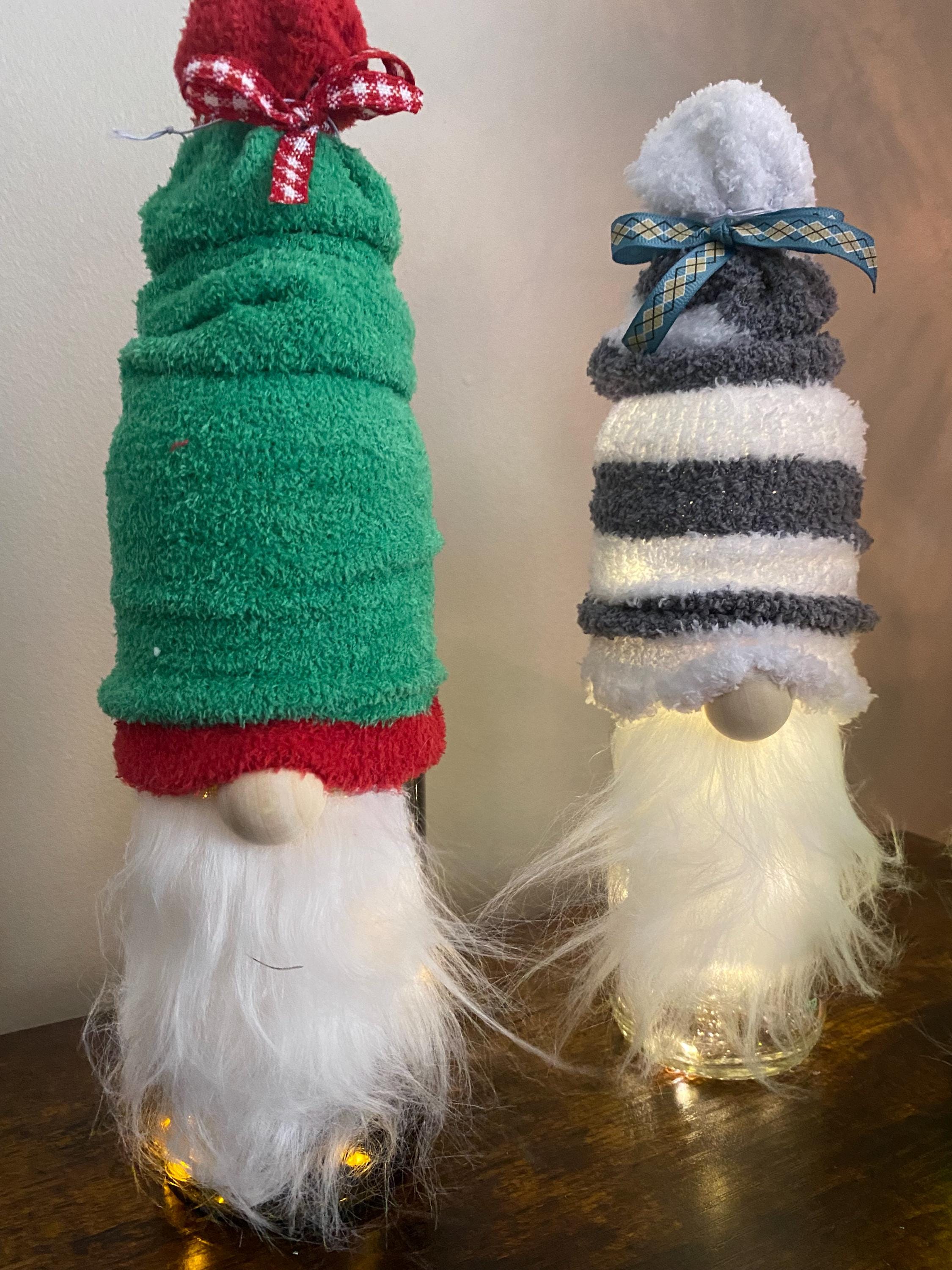 Upcycled Wine Bottle Gnomes - Light up - Holiday Decor - Gift Idea - Etsy