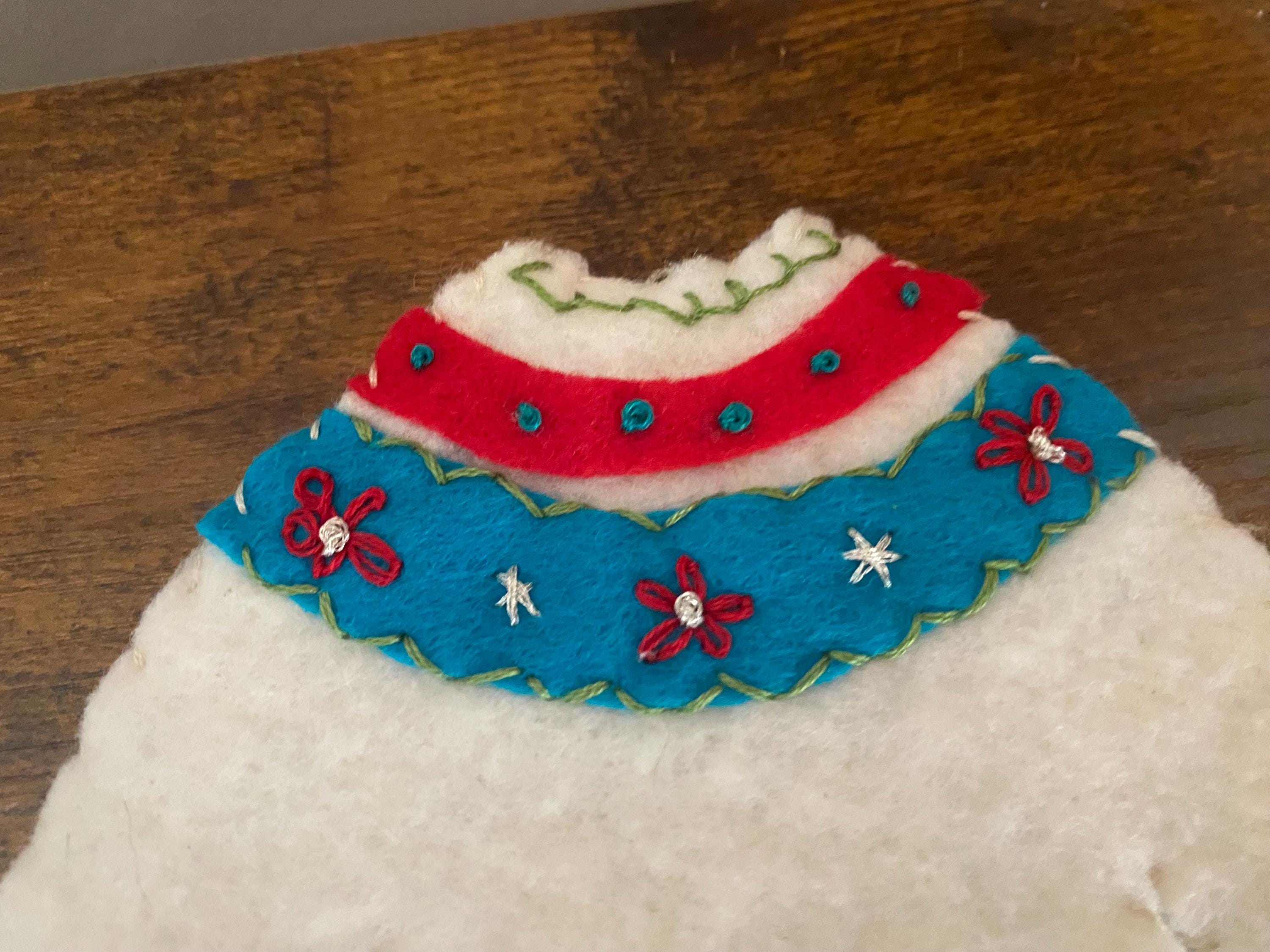 Holiday Ornaments - Winter Sweater - Hand-embroidered - Upcycled Fabric ...