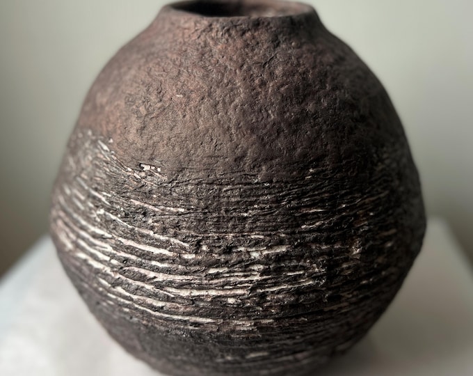 Large Brown Vase Bronze Paper Mache Housewarming Gift Handmade Brown ...