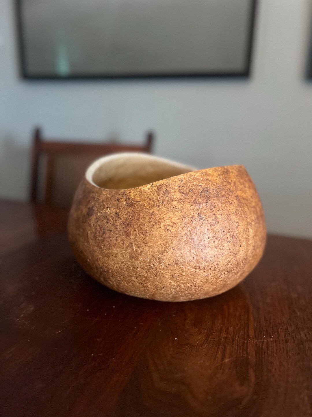 Textured Paper Mache Bowl: Wabi-sabi Centerpiece, Tea Colour, Handmade ...