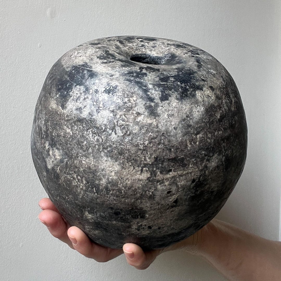 Handmade Stone Textured Vase Paper Mache Grey Decor Housewarming Gift ...