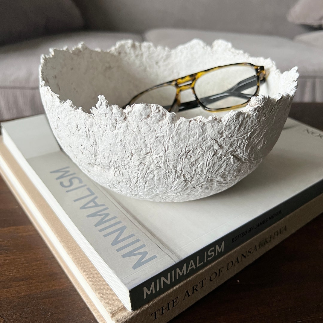 Paper Mache Bowl White Decor Housewarming Gift Paper Mache Decor ...