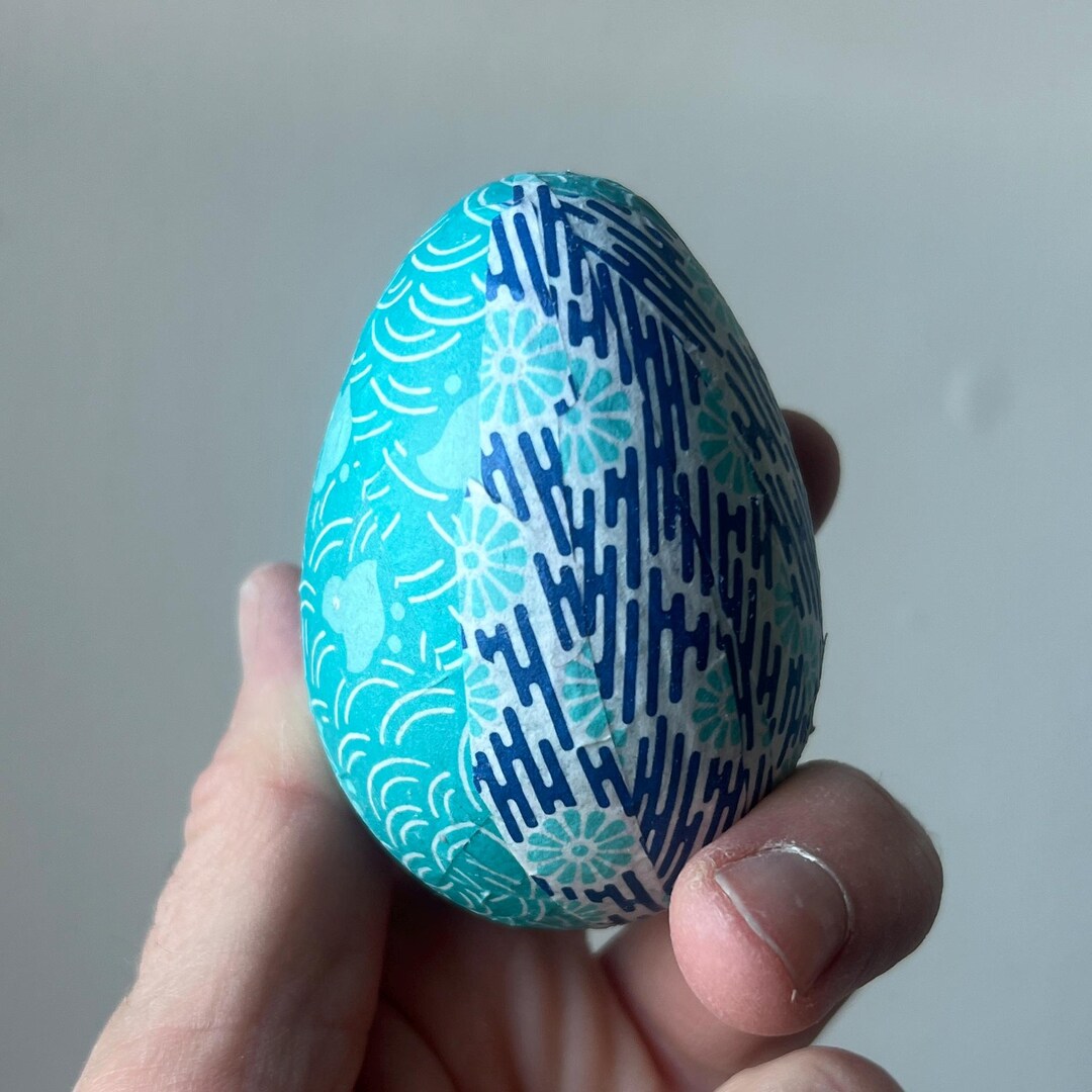 Set of 6 Life-size Easter Eggs Japanese Paper Wooden Egg Decoupage ...