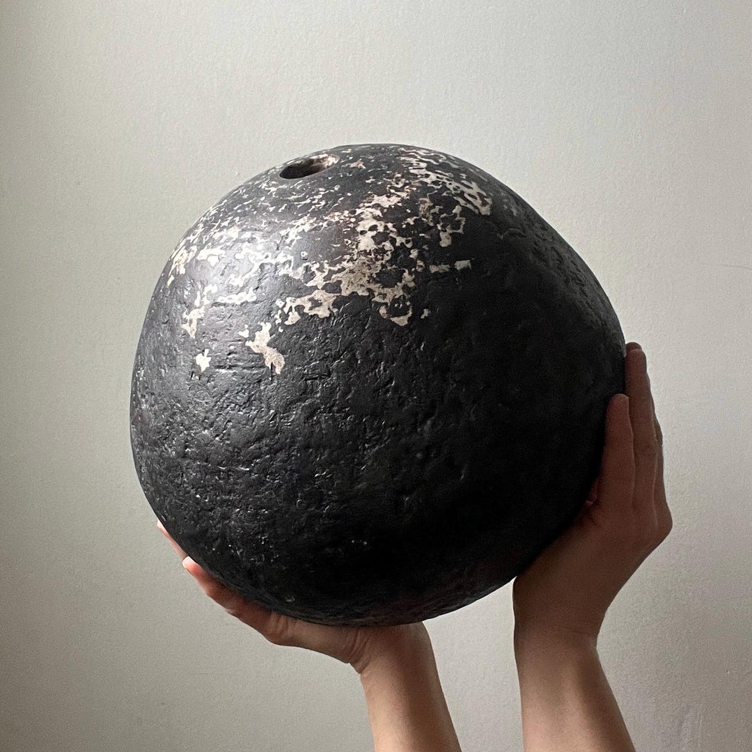 Paper Mache Vase Dark Brown Handmade Vase Paper Mache Decor Dark ...