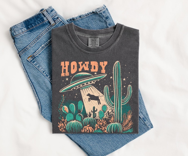 Comfort Colors® UFO Cow Abduction Shirt, Funny Vintage Retro Graphic ...