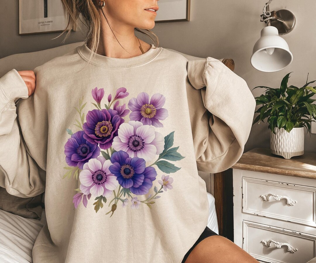 Vintage Pressed Flowers Sweatshirt, Boho Cottagecore Sweater, Botanical ...