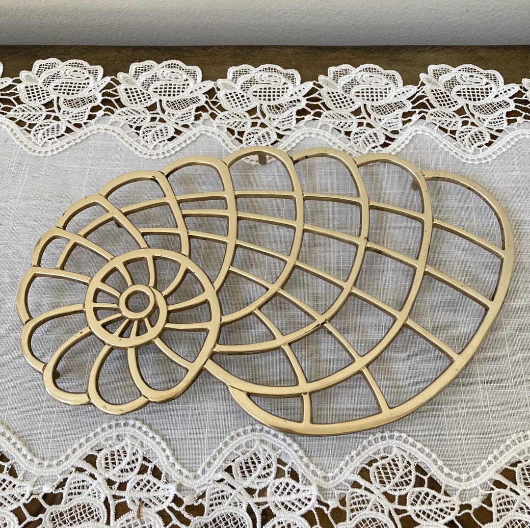 Vintage Brass Conch Shell Trivet, Nautical Style Pot Holder - Etsy