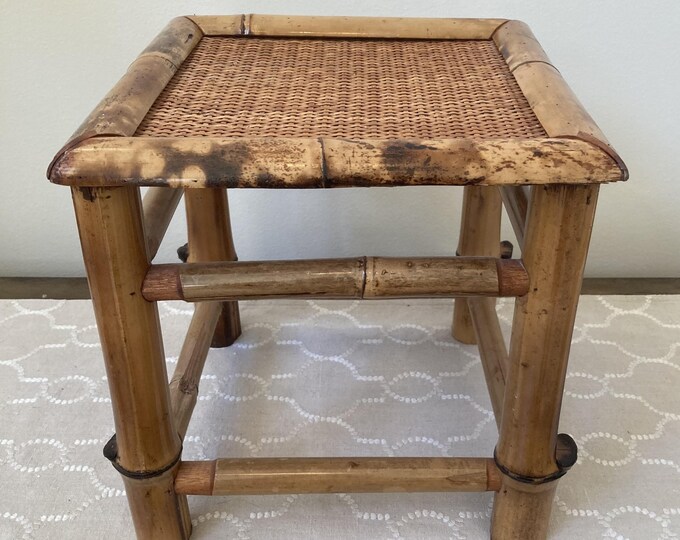 Vintage Bamboo Plant Stand, Rattan Plant Stand, Table Riser, Wicker ...