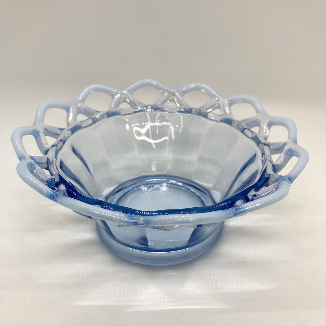 Vintage Glass Bowl, Imperial Blue Glass Bowl, Open Lace Glass Bowl - Etsy