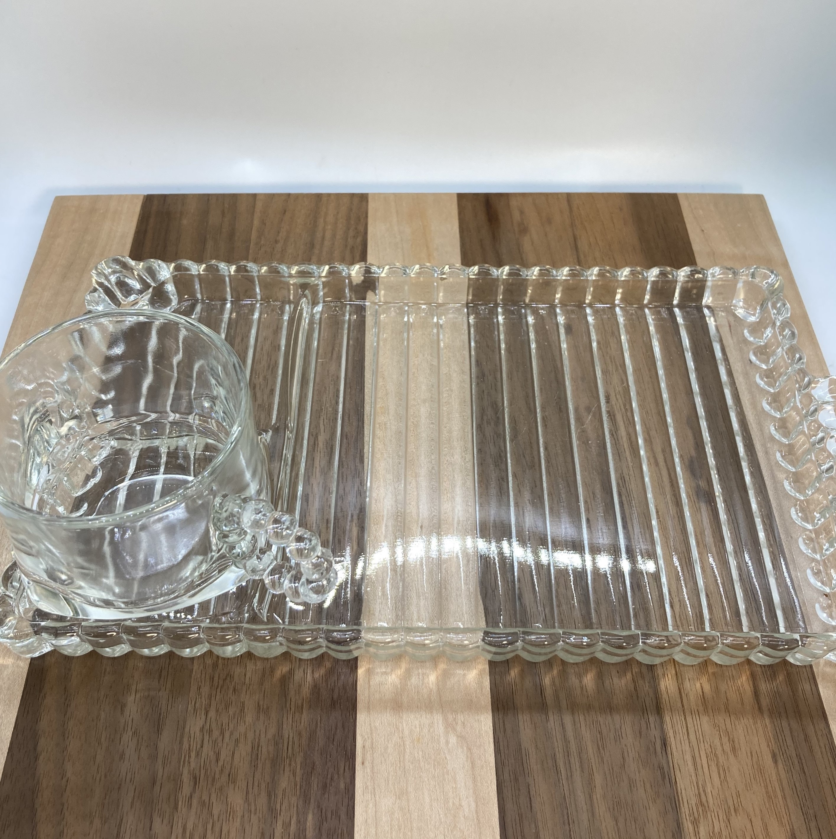 Vintage Hazel Atlas Snack Tray Set, Glass Snack Tray With Cup, Luncheon ...
