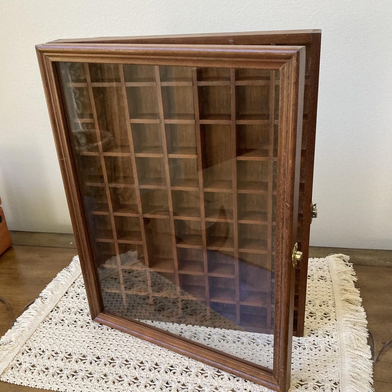 Vintage Wood Wall Display Cabinet, Display Cabinet for Small Items, 59 ...
