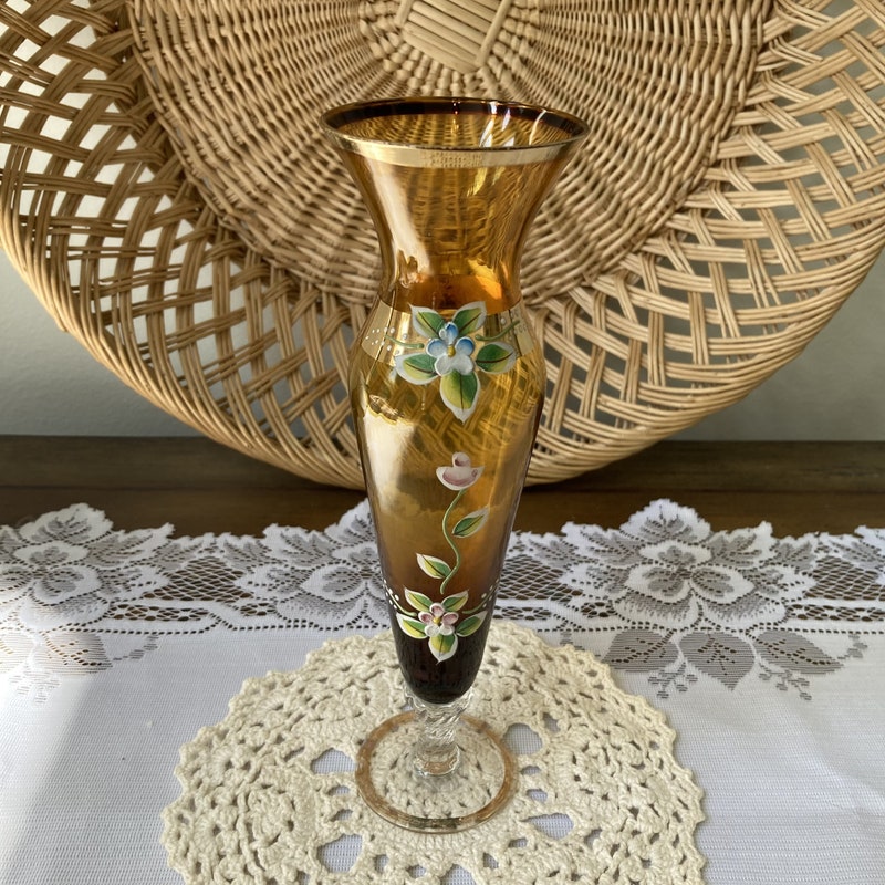 Amber Glass Vase Czech - Etsy