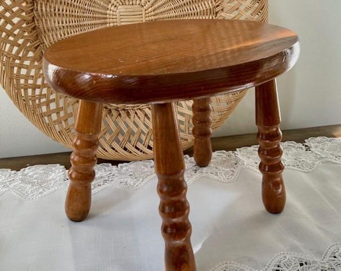 Vintage Wooden Stool From Yugoslavia, Wood Stool With Turned Legs, Step ...