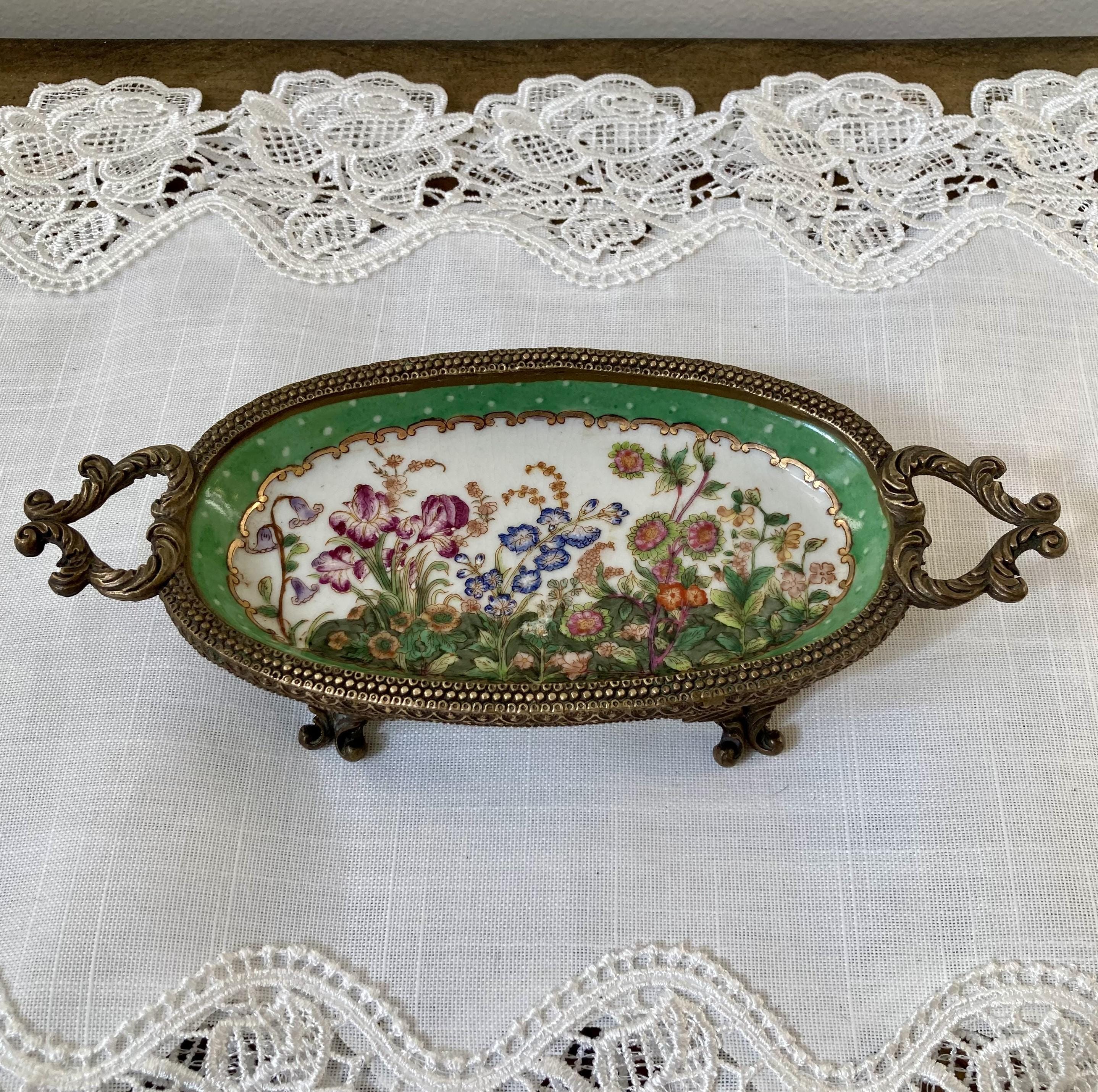 Vintage Wong Lee 1895 Hand Painted Floral Trinket Dish - Etsy