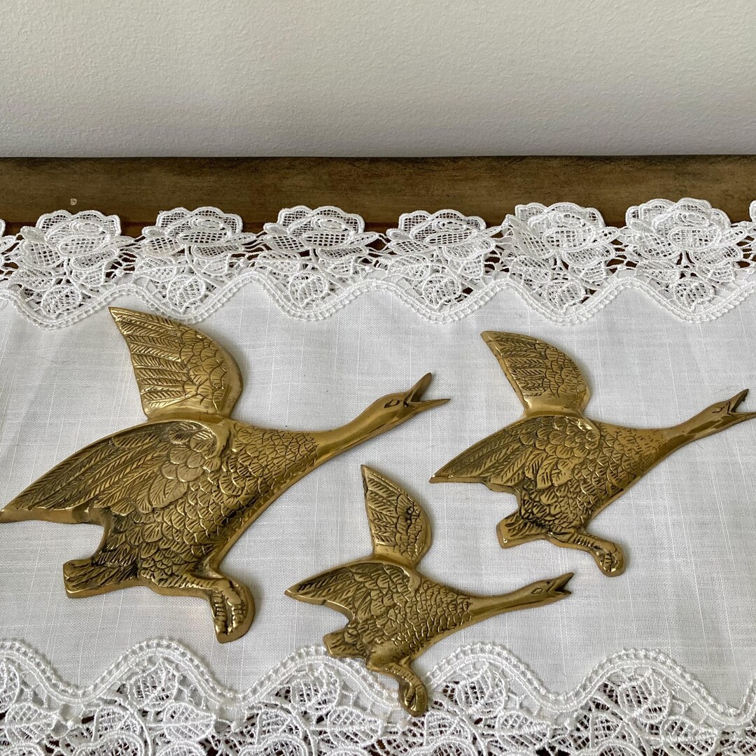 Vintage Brass Geese, Brass Flying Geese, Set of 3 Wall Hanging Geese - Etsy