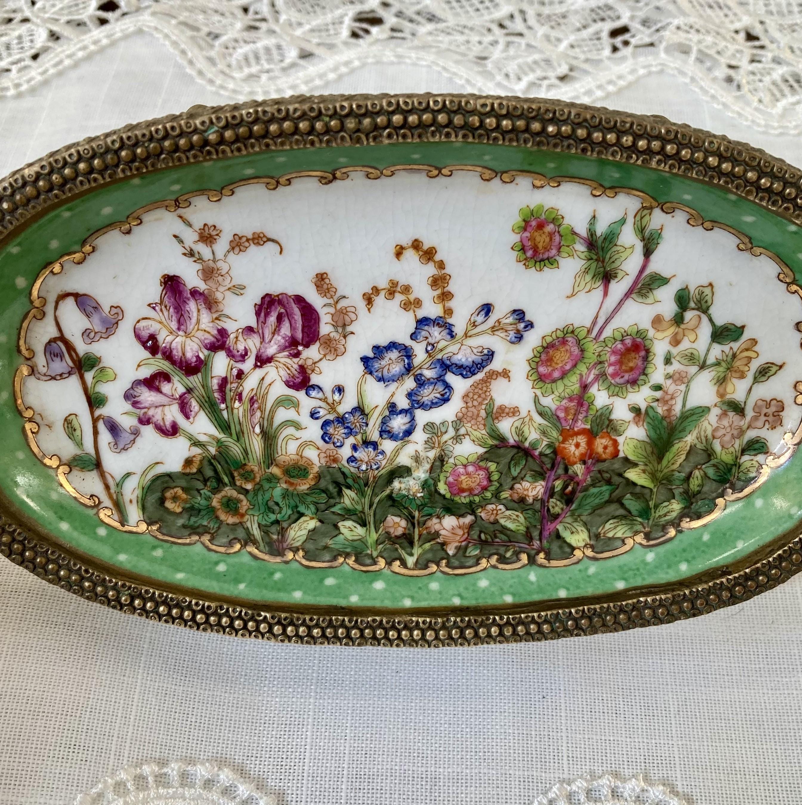 Vintage Wong Lee 1895 Hand Painted Floral Trinket Dish - Etsy