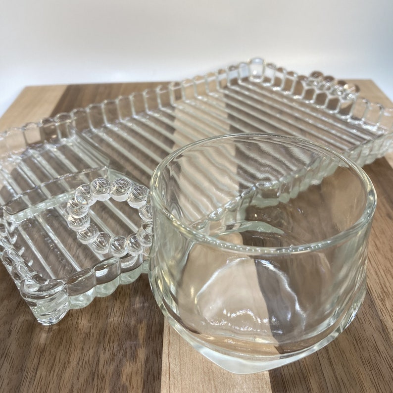 Vintage Hazel Atlas Snack Tray Set, Glass Snack Tray With Cup, Luncheon ...