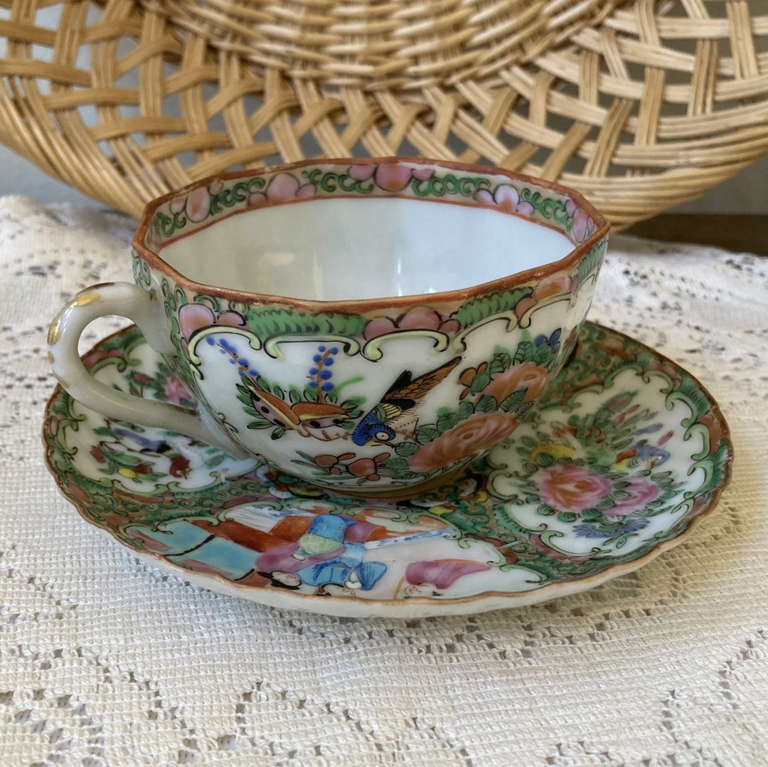 Antique Chinese Cup and Saucer, Porcelain Cup and Saucer - Etsy