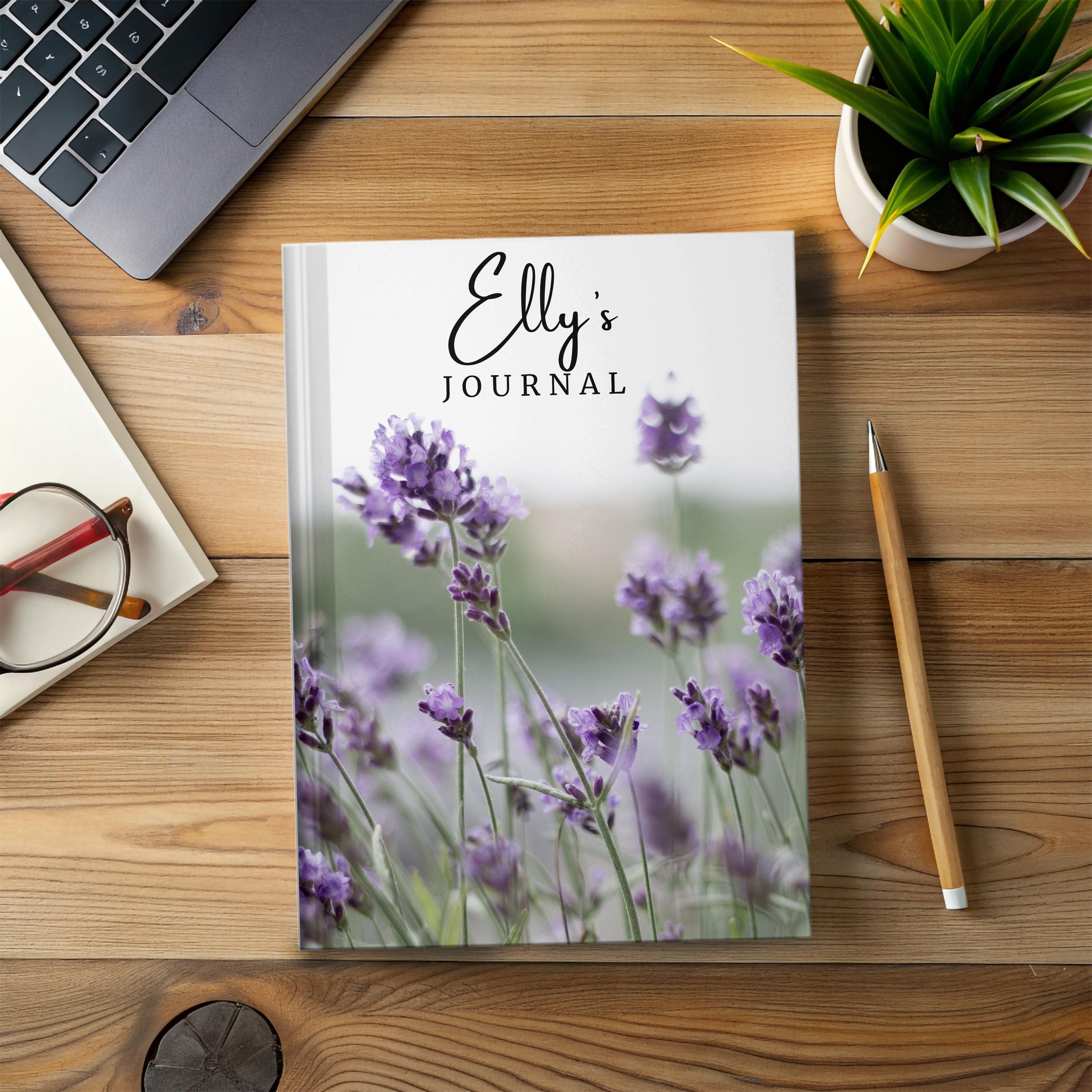 Purple Flower Hardcover Custom Diary, Personalized Journal, Birthday ...