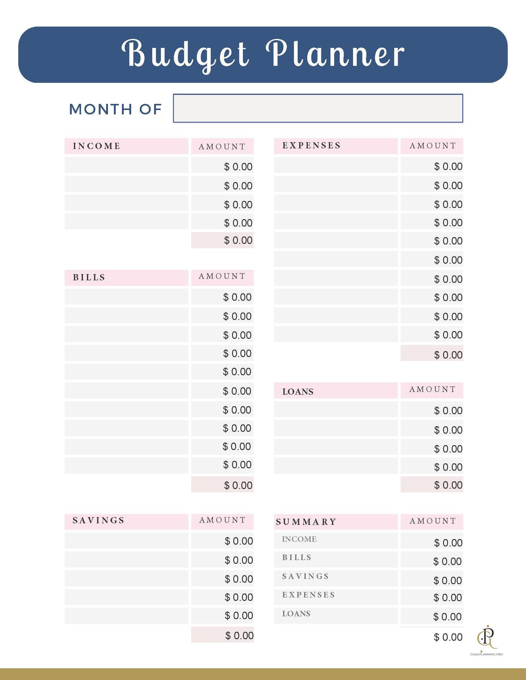 Monthly Budget Planner Fillable & Printable PDF Form - Etsy