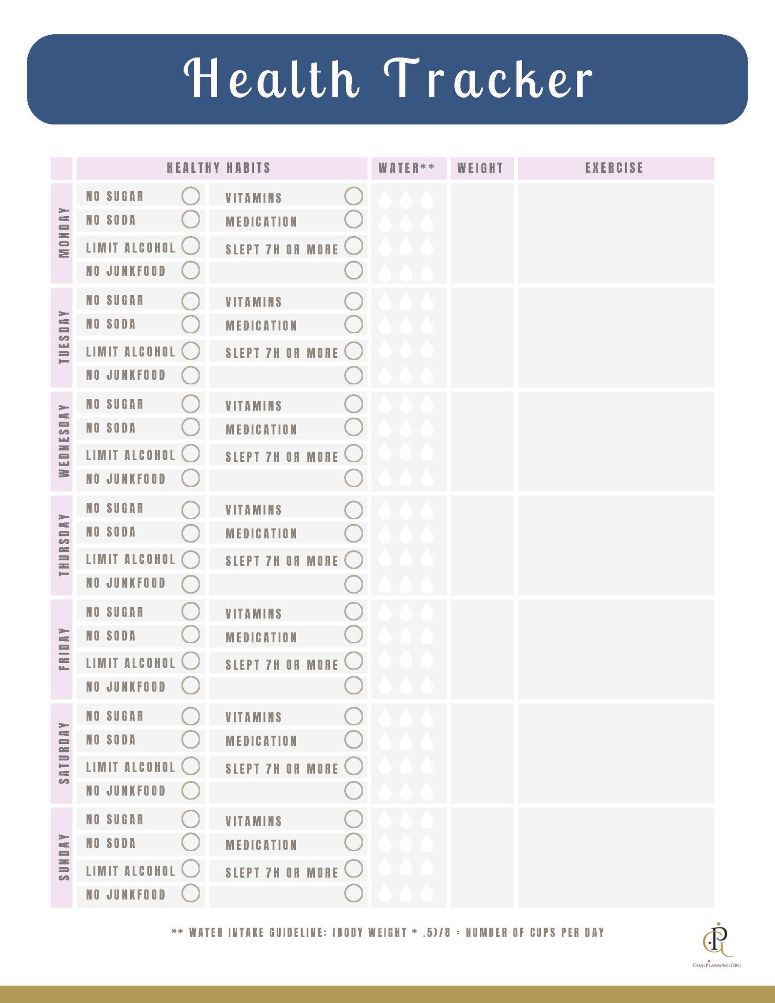 Health Tracker Printable Forms - Etsy Canada