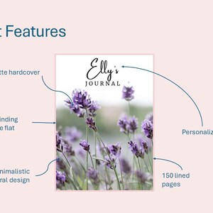 Purple Flower Hardcover Custom Diary, Personalized Journal, Birthday ...