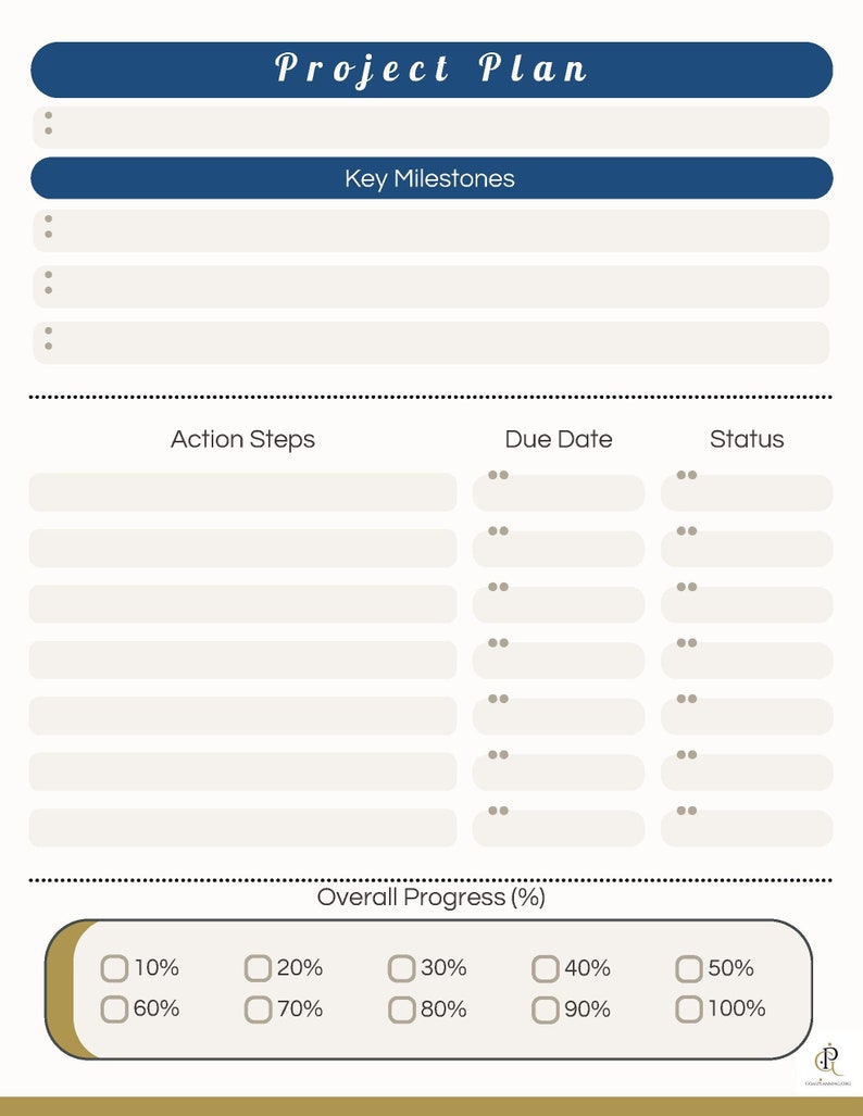 Project Plan Fillable & Printable PDF Form - Etsy