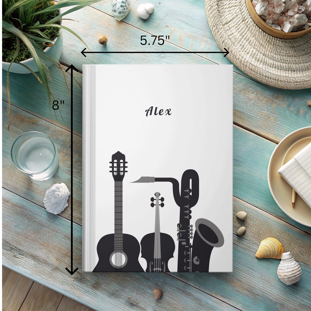 Assorted Musical Instruments Personalized Hardcover Journal, Custom ...