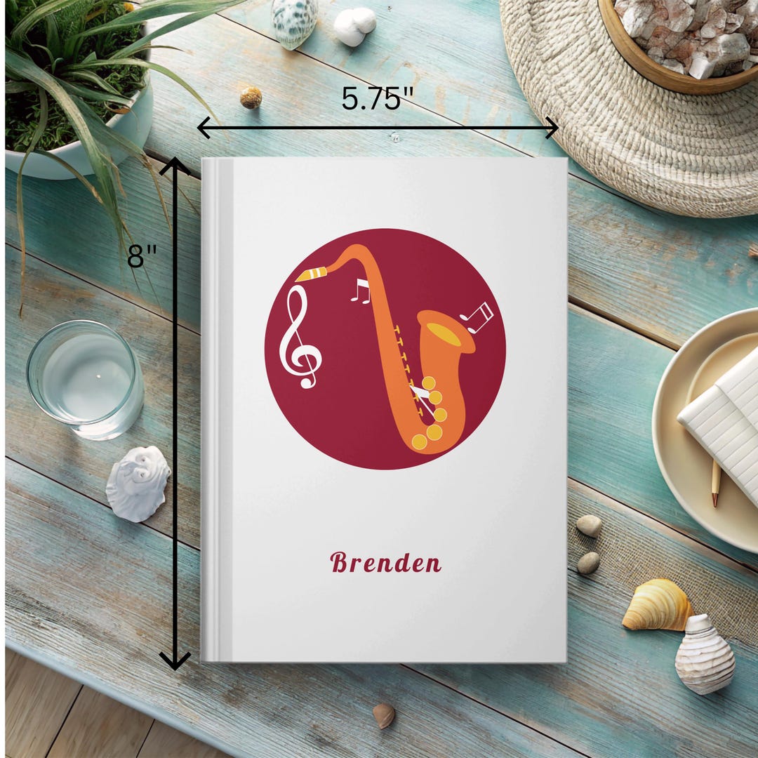 Saxophone Musical Design Personalized Hardcover Journal, Custom Diary ...
