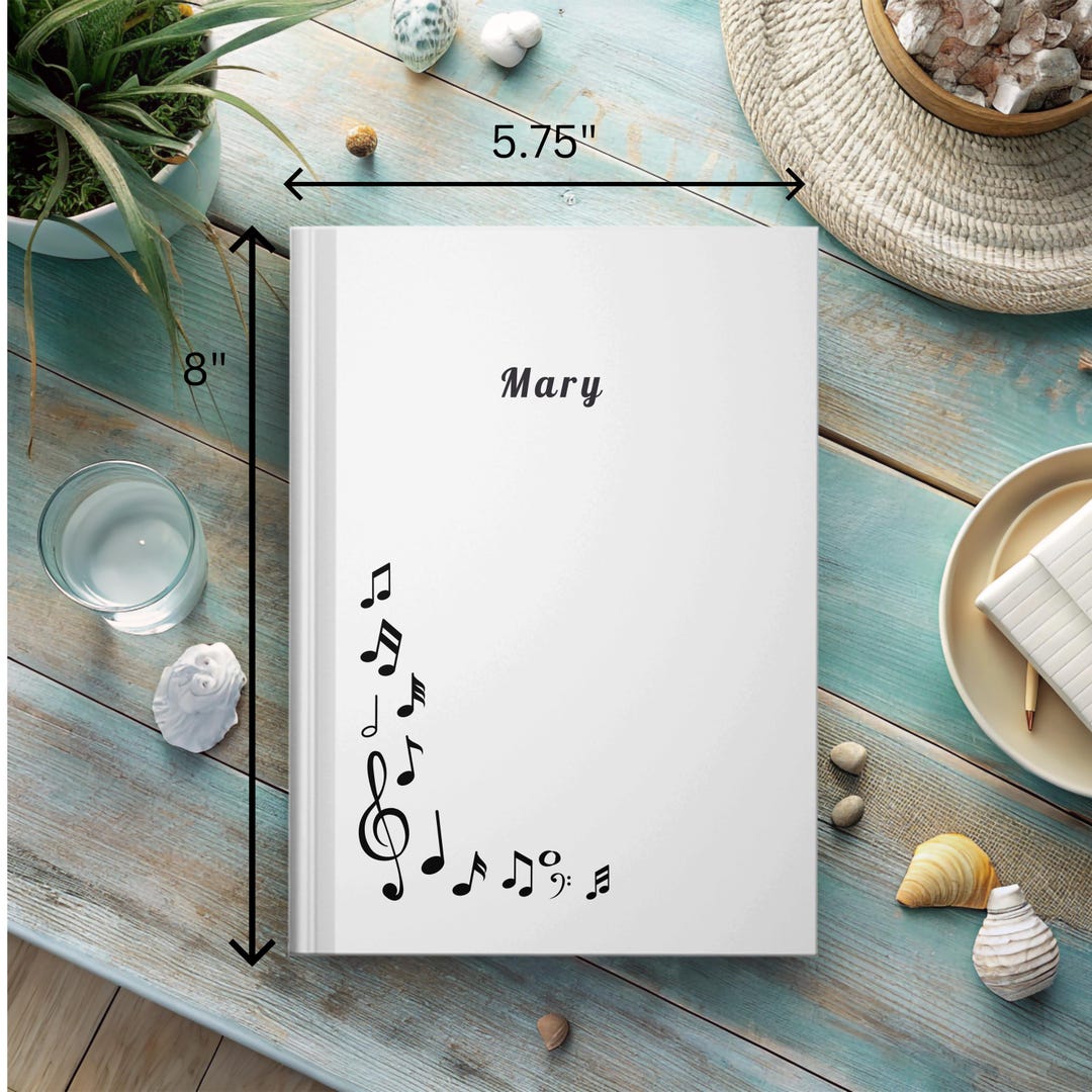 Musical Notes Design Personalized Hardcover Journal, Custom Diary ...