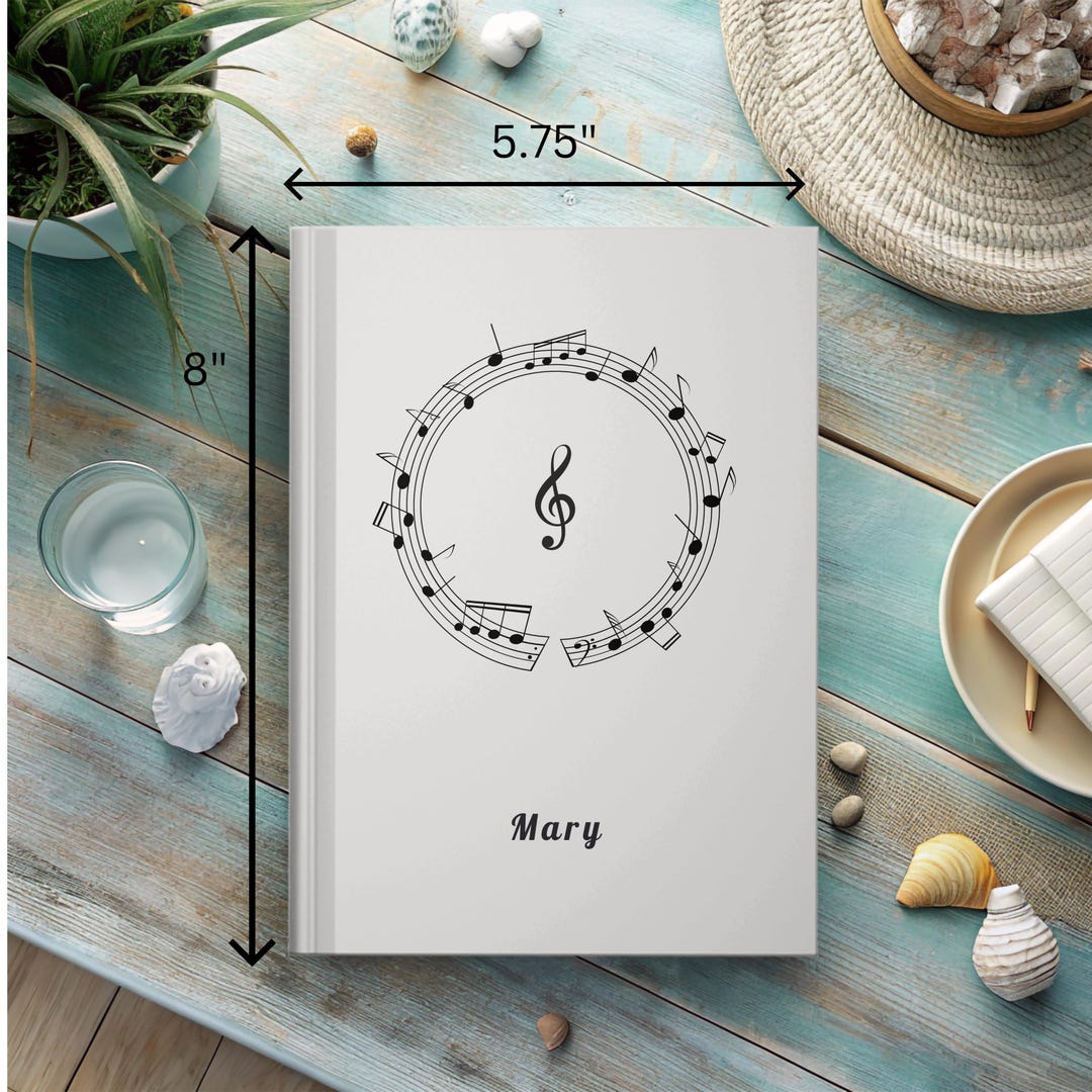 Treble Clef Musical Notes Personalized Hardcover Journal, Custom Diary ...