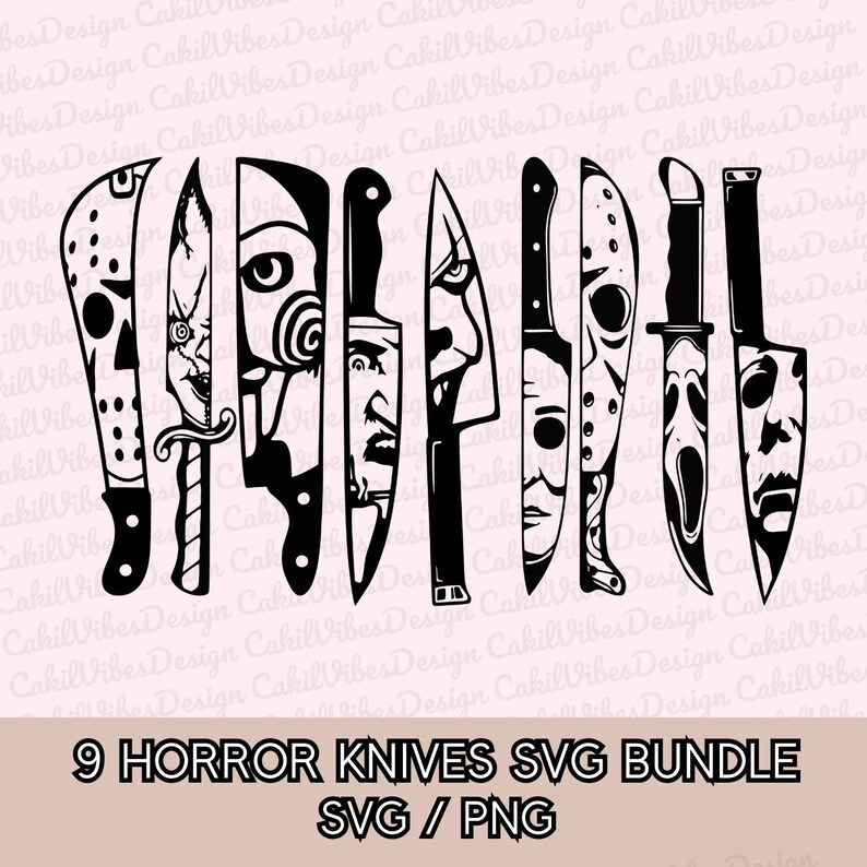 Iconic Horror Killer Knives SVG & PNG Bundle | Halloween | Horror Movie ...