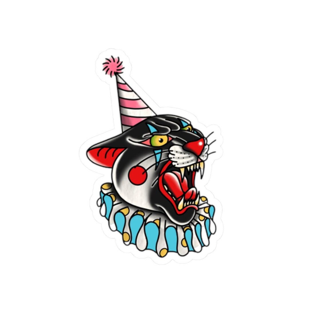 Clown Panther Head Sticker | Kiss-cut Sticker - Etsy