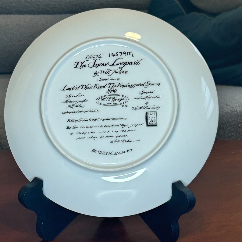 1989 Snow Leopard Collectible Plate, Limited Edition Bradex Plate ...