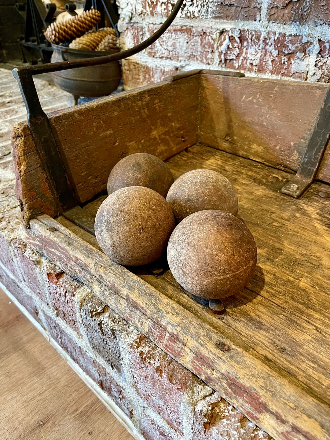 Four Vintage Balls Croquet Rustic Display Weathered Heavy - Etsy