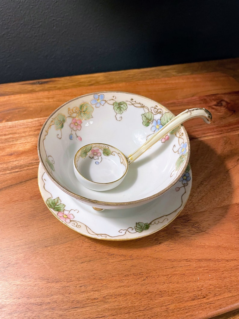 Nippon Hand Painted 3 Piece Sauce / Condiment Set Vintage Beautiful ...