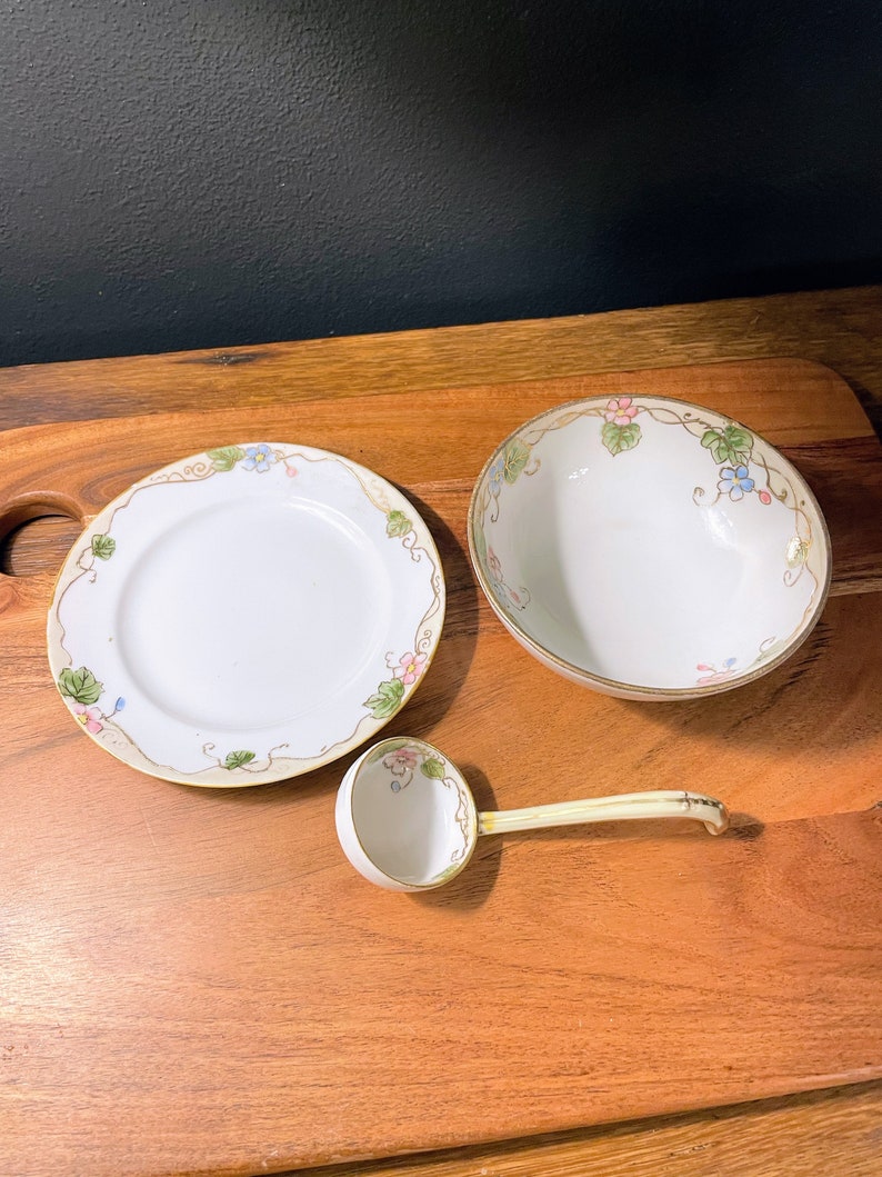 Nippon Hand Painted 3 Piece Sauce / Condiment Set Vintage Beautiful ...