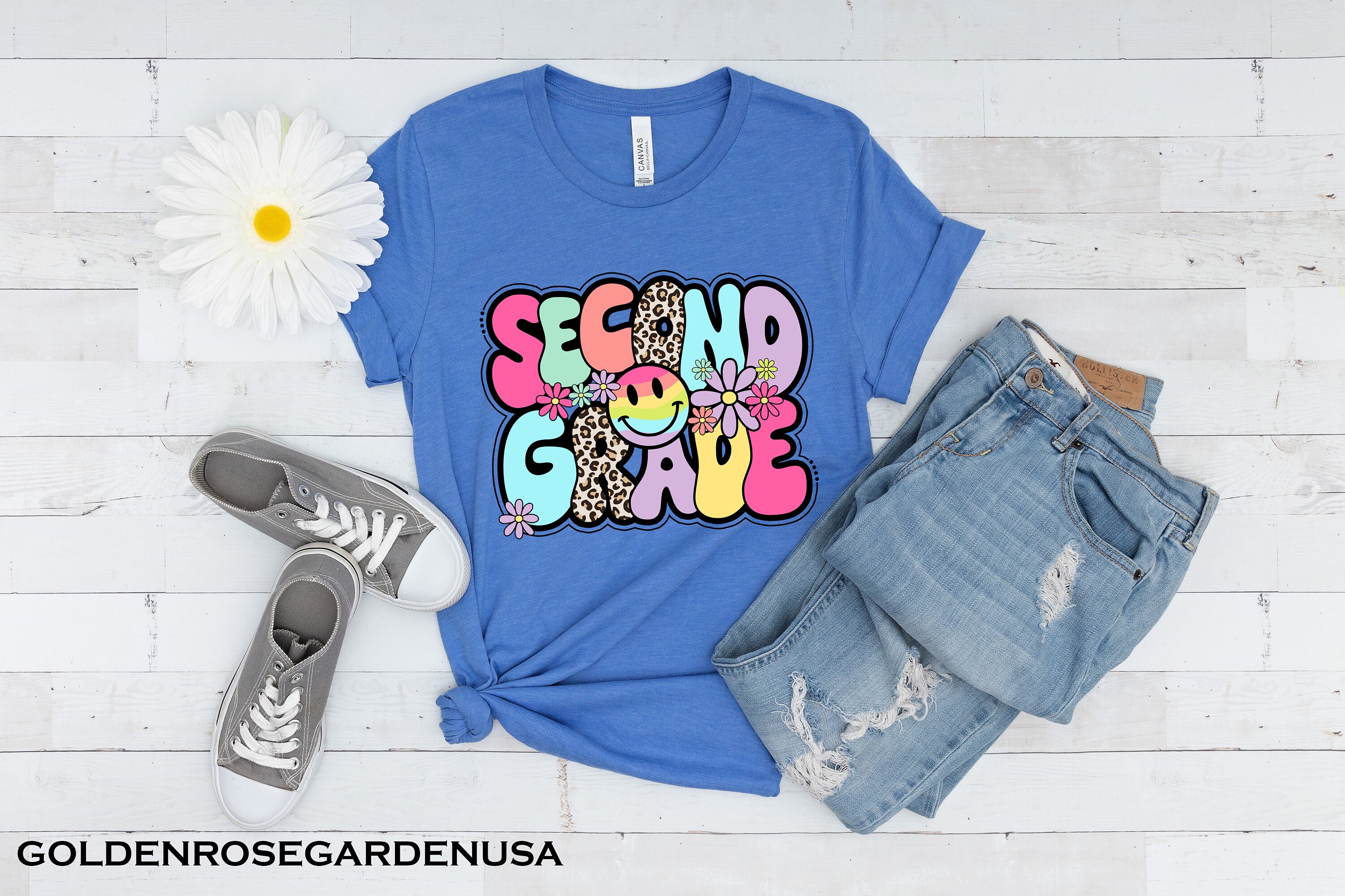 Second Grade Shirt First Day Of School Back To School Tee Hello