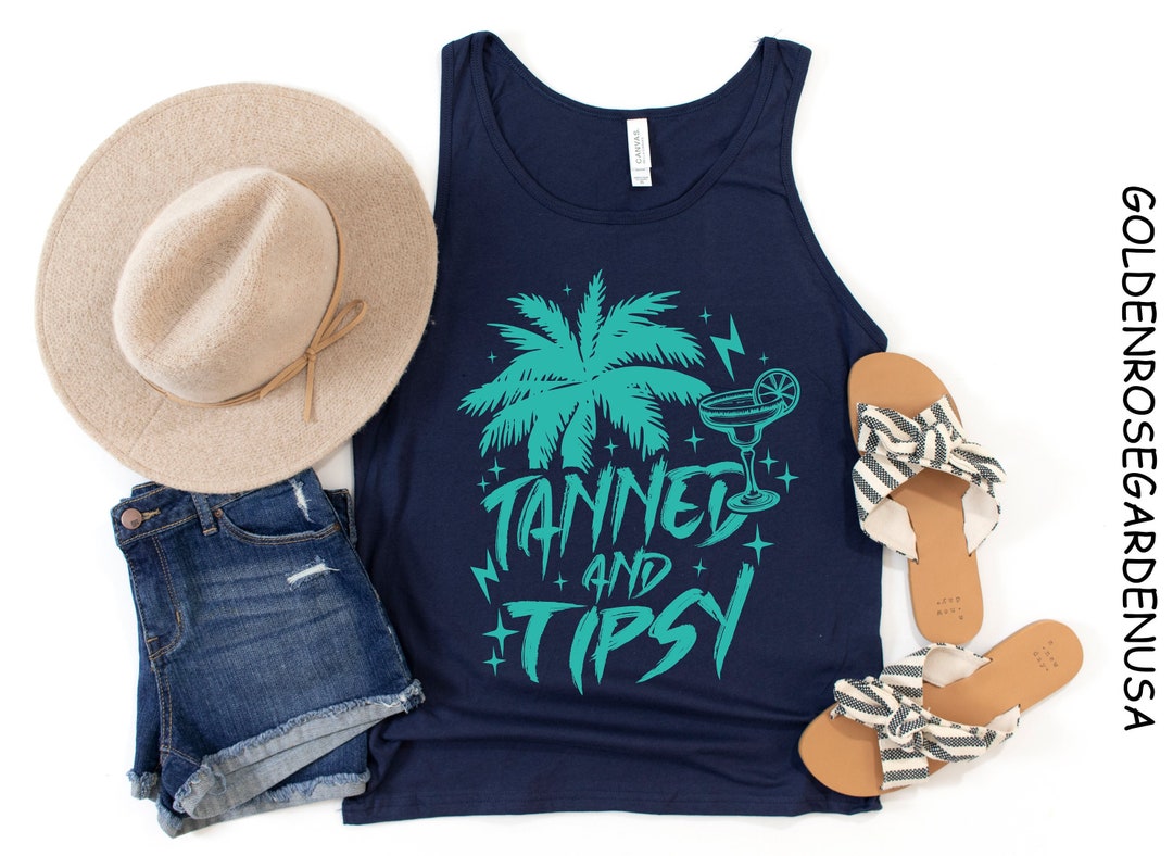 Tanned and Tipsy Tank Top, Summer Tank Tops, Womens Muscle Tank, Funny ...