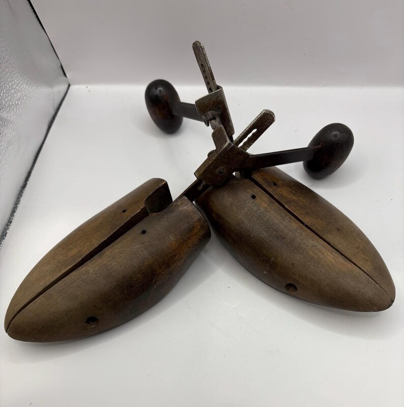 Vintage Pair of Wooden Shoe Stretchers Foot Shaped Forms Rustic ...